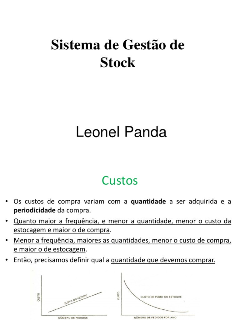 Capitulo III - Gestão de Estoque - Versao 2 - Custos de Stocks - Leonel Panda - 2022 | PDF ...