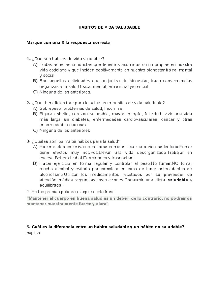Habitos de Vida Saludable | PDF | Dieta | Enfermedades y trastornos