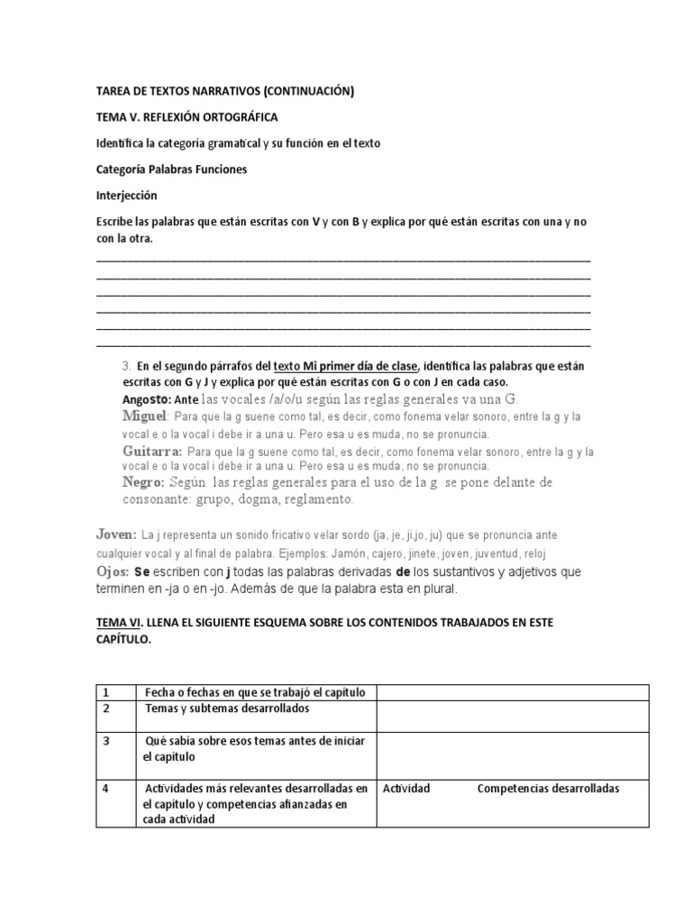 Tarea de Textos Narrativos (2da. Parte) | PDF | Palabra | Vocal