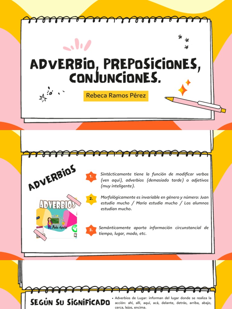 Adverbios, Preposiciones y Conjunciones | PDF | Adverbio | Preposición ...