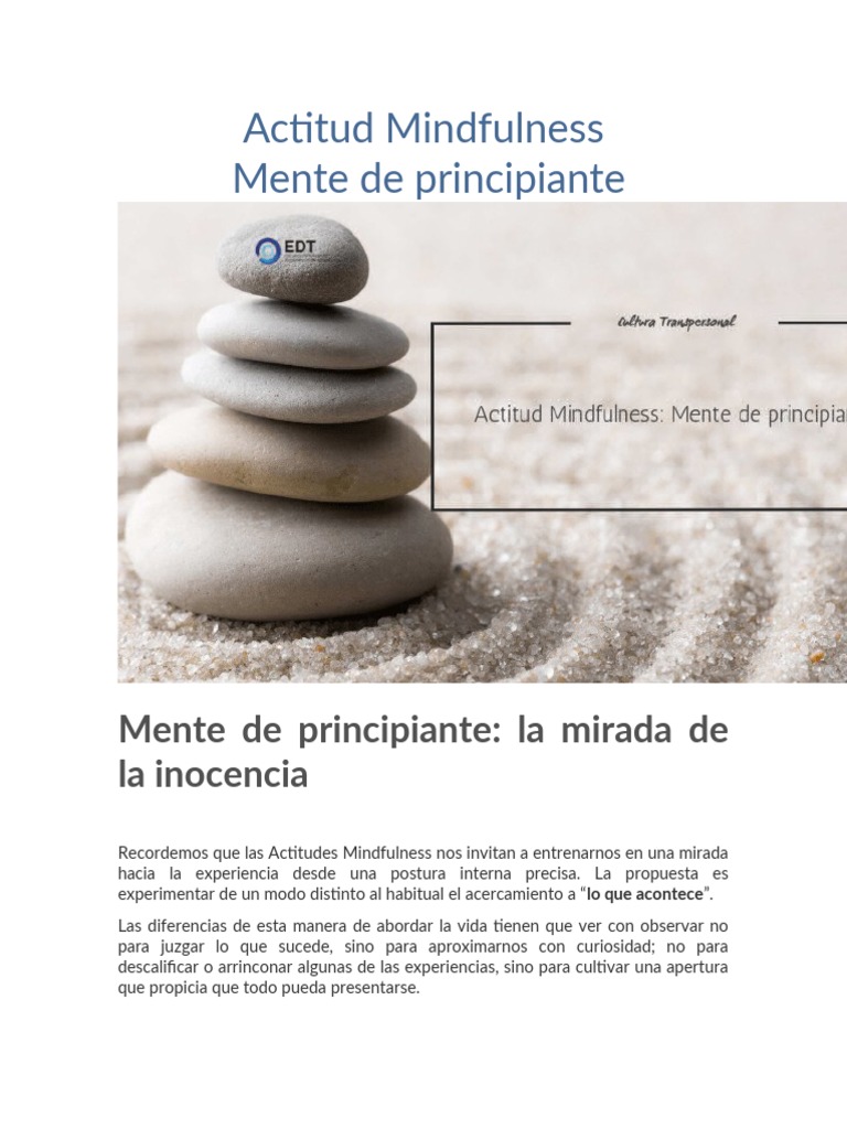 Actitud Mindfulness Mente de Principiante | PDF | Mente | Experiencia