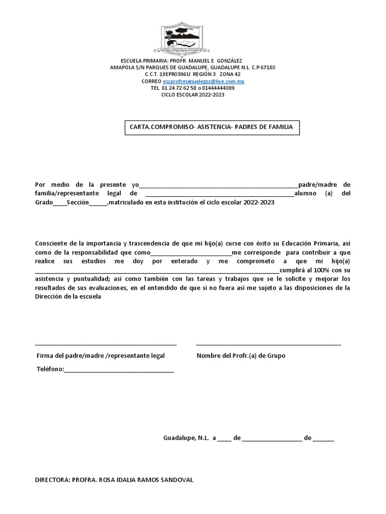 Carta Compromiso-Asistencia-Padres de Familia | PDF
