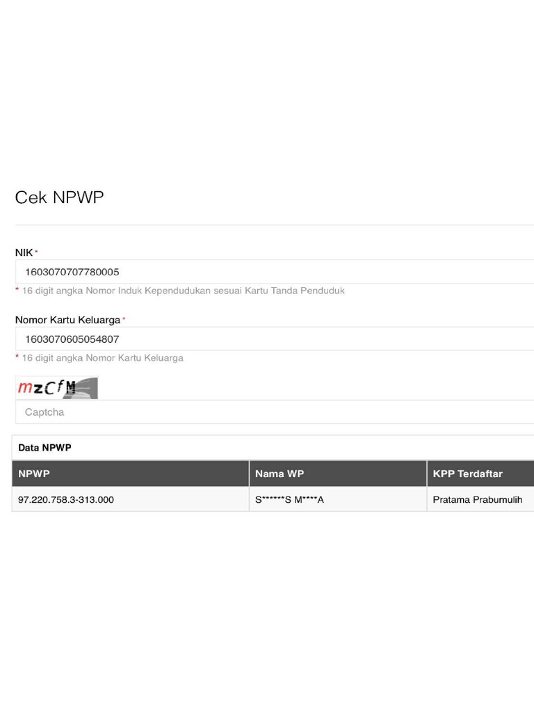 Cek NPWP Online | PDF