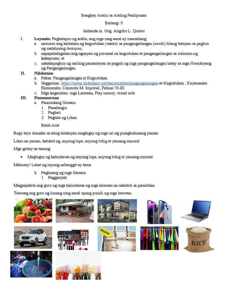 Banghay Aralin Sa Araling Panlipunan | PDF