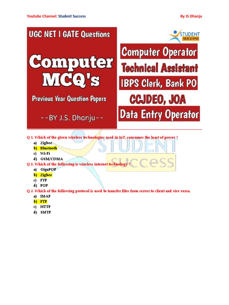 Computer Operator Mcqs With Answers | PDF | Osi Model | Operating System