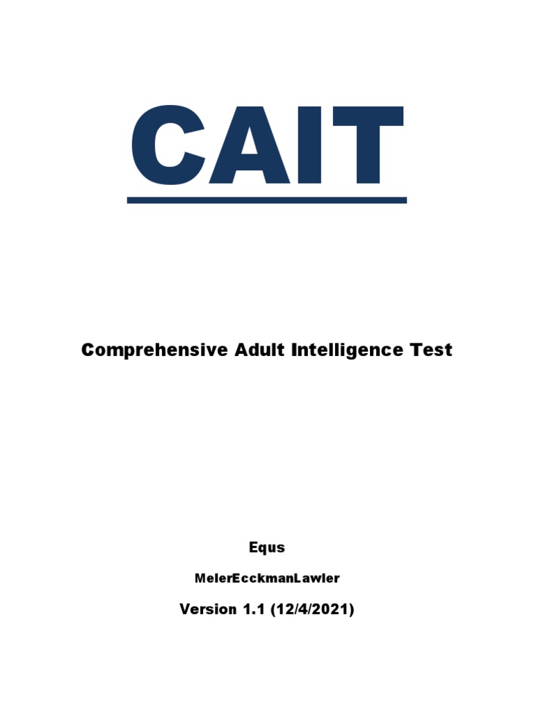 CAIT | PDF | Wechsler Adult Intelligence Scale | Cognition