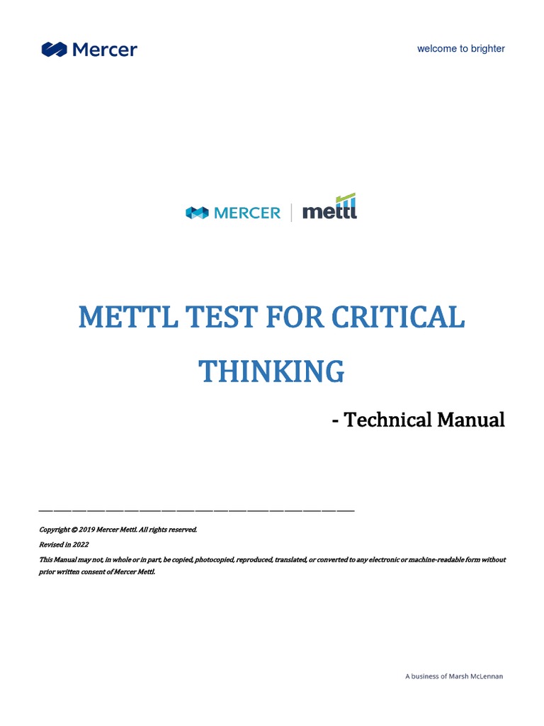 Mettl Test For Critical Thinking | PDF | Validity (Statistics ...