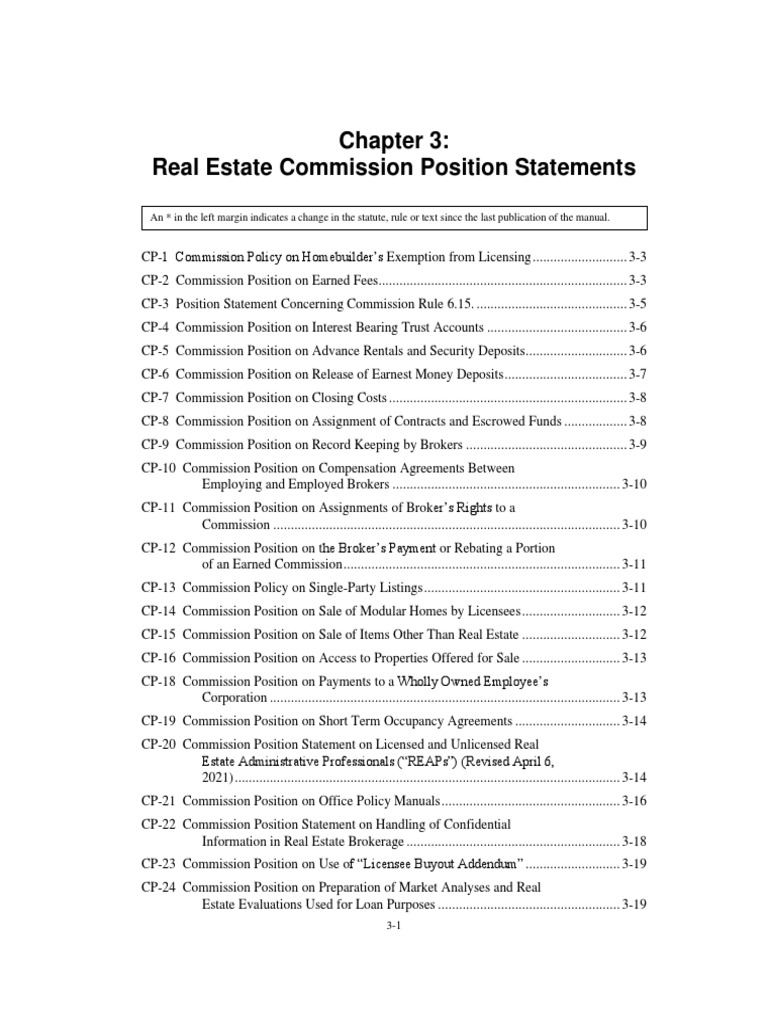 Chapter 3 - Commission Position Statements | PDF
