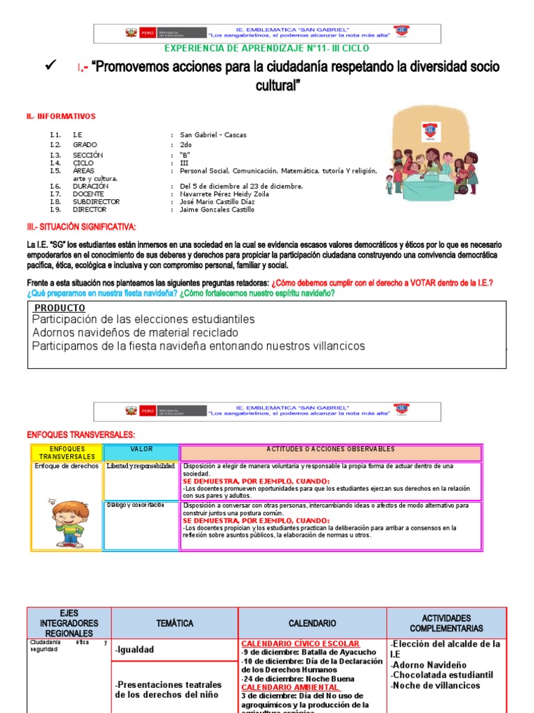 Experiencia De Aprendizaje 11 Pdf Aprendizaje Universo