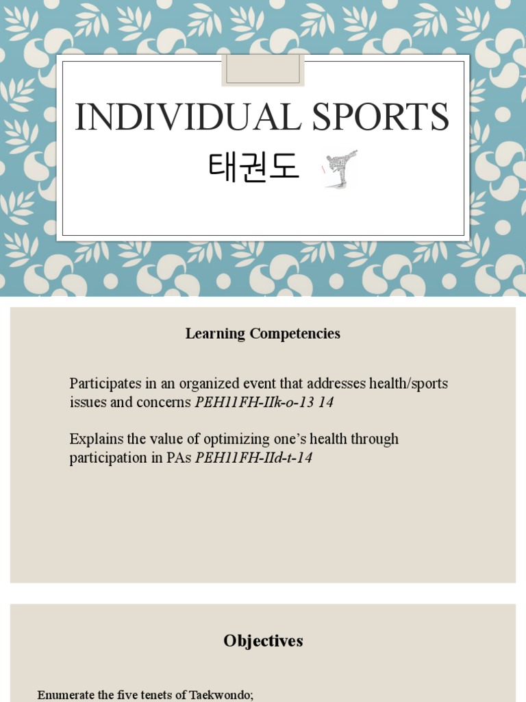 HOPE 2 Individual & Dual Sports | PDF | Taekwondo | Individual Sports