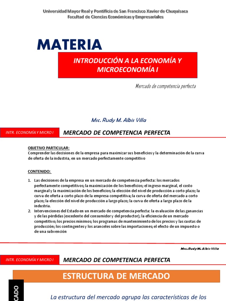5 El Mercado de Comp Perfecta MICRO ECO | PDF | Mercado (economía) | Competencia perfecta