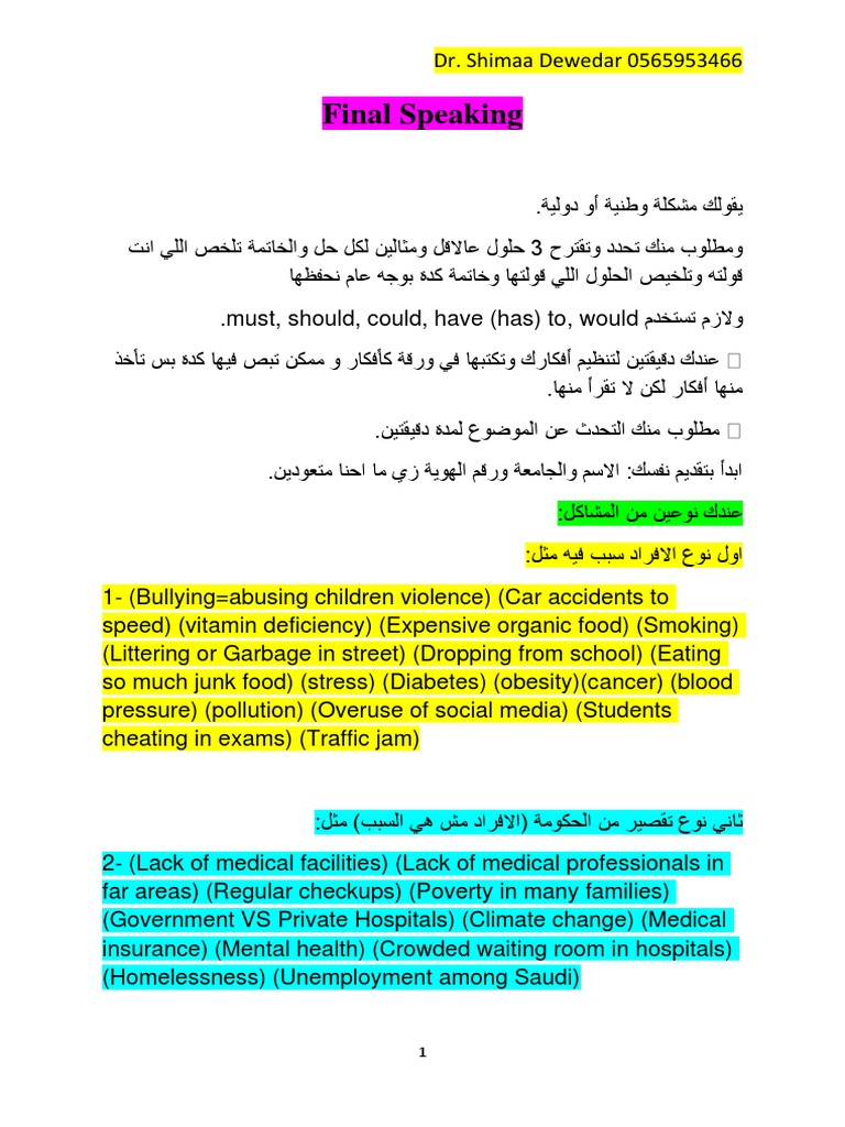 Final Speaking | PDF