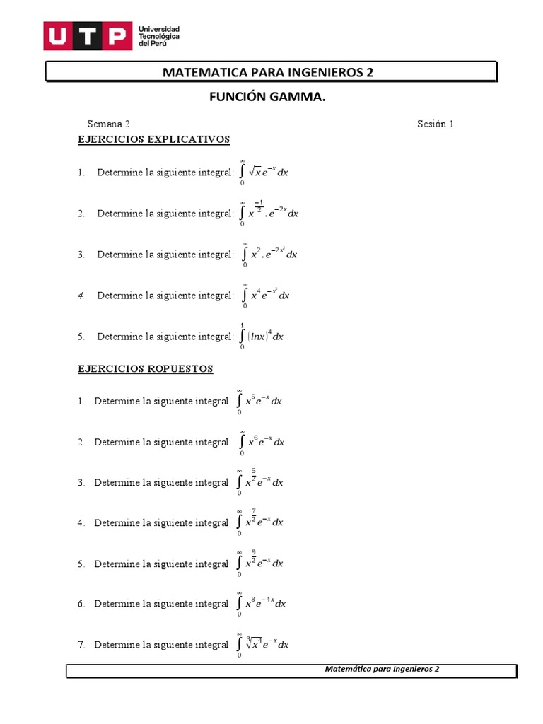 S02 Resolución de Ejercicios Función Gamma | PDF
