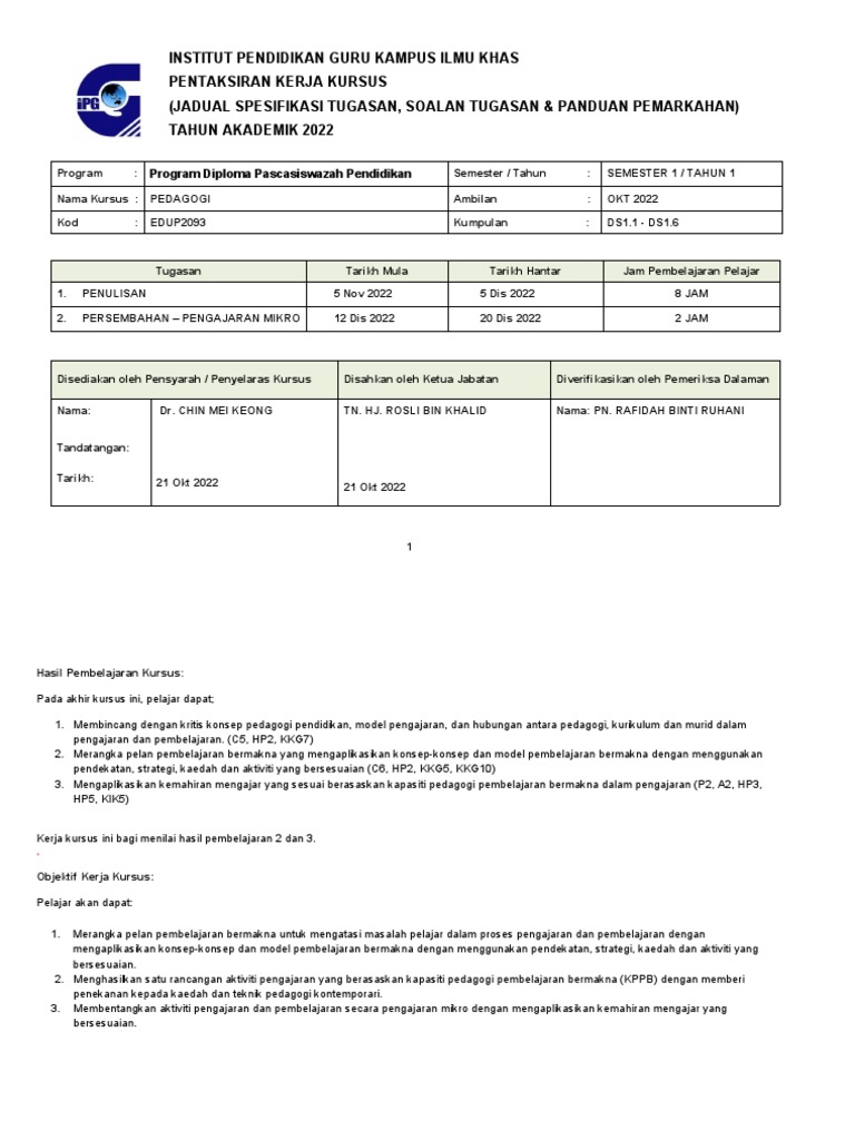 Penilaian Berterusan PDPP OKT 2022 | PDF