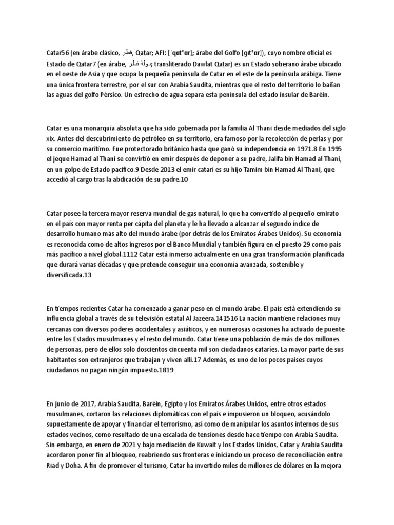 Historia y desarrollo de Catar | PDF | Katar