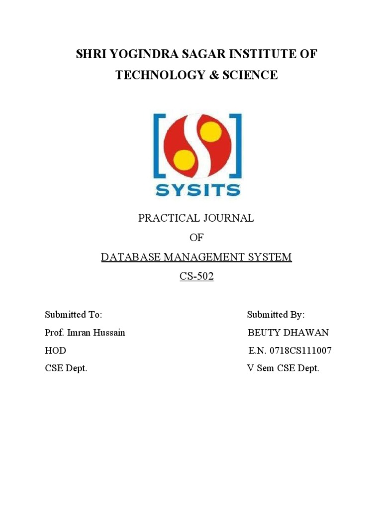 DBMS Practical File | PDF | Database Index | Software Design