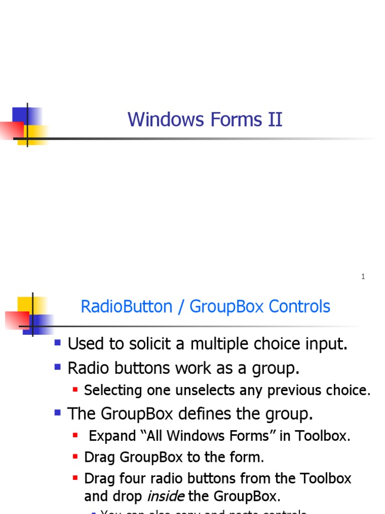 An In-Depth Guide to Common Windows Form Controls and Events | PDF | Button (Computing ...