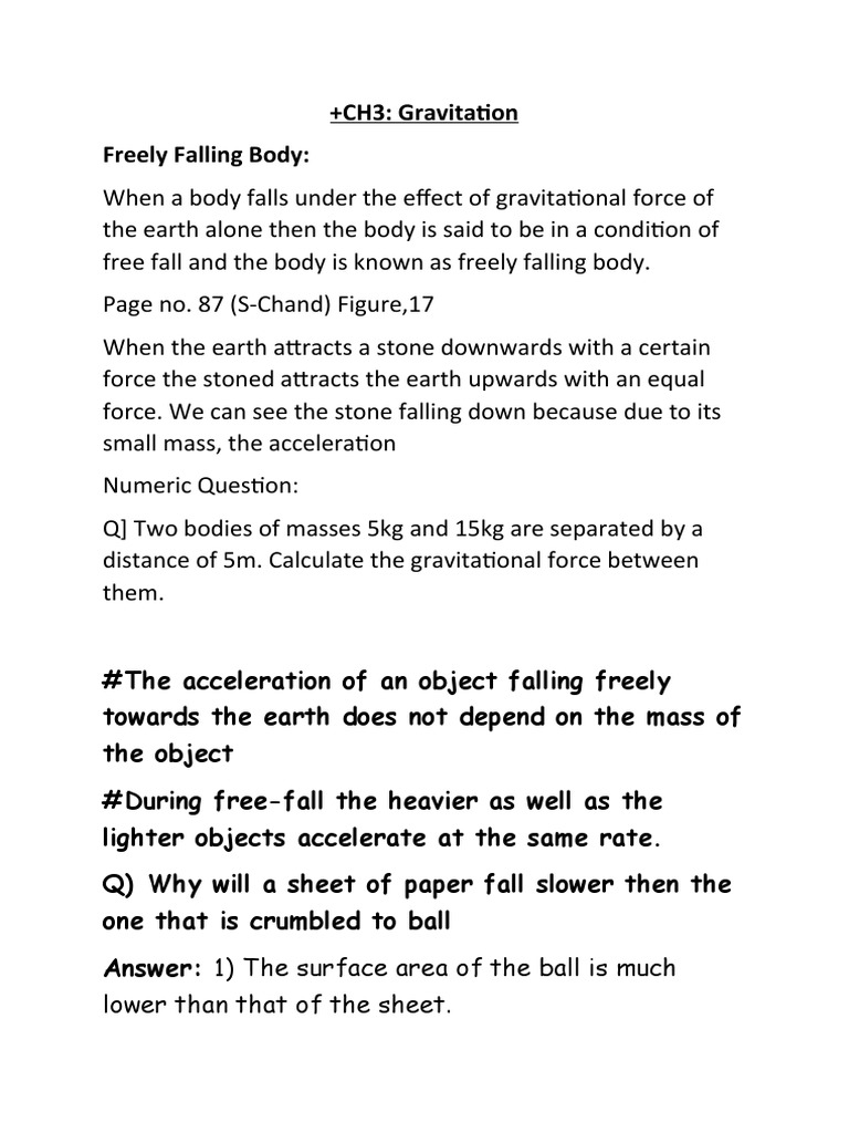 Class 9 Physics: Gravitation Notes | PDF | Orbit | Mass