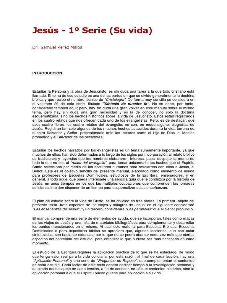 Pérez Millos, S. Jesús. 1º Serie. Su Vida | PDF | Jesús | Evangelio de Mateo