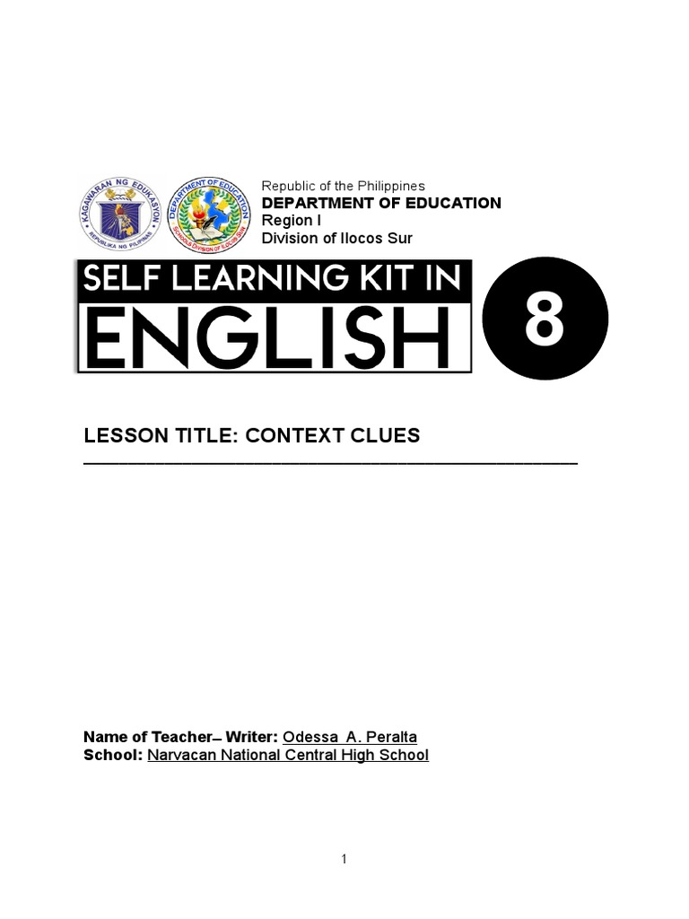 English Grade 8 Q1 SLK 1 Context Clues | PDF | Foreign Language Studies