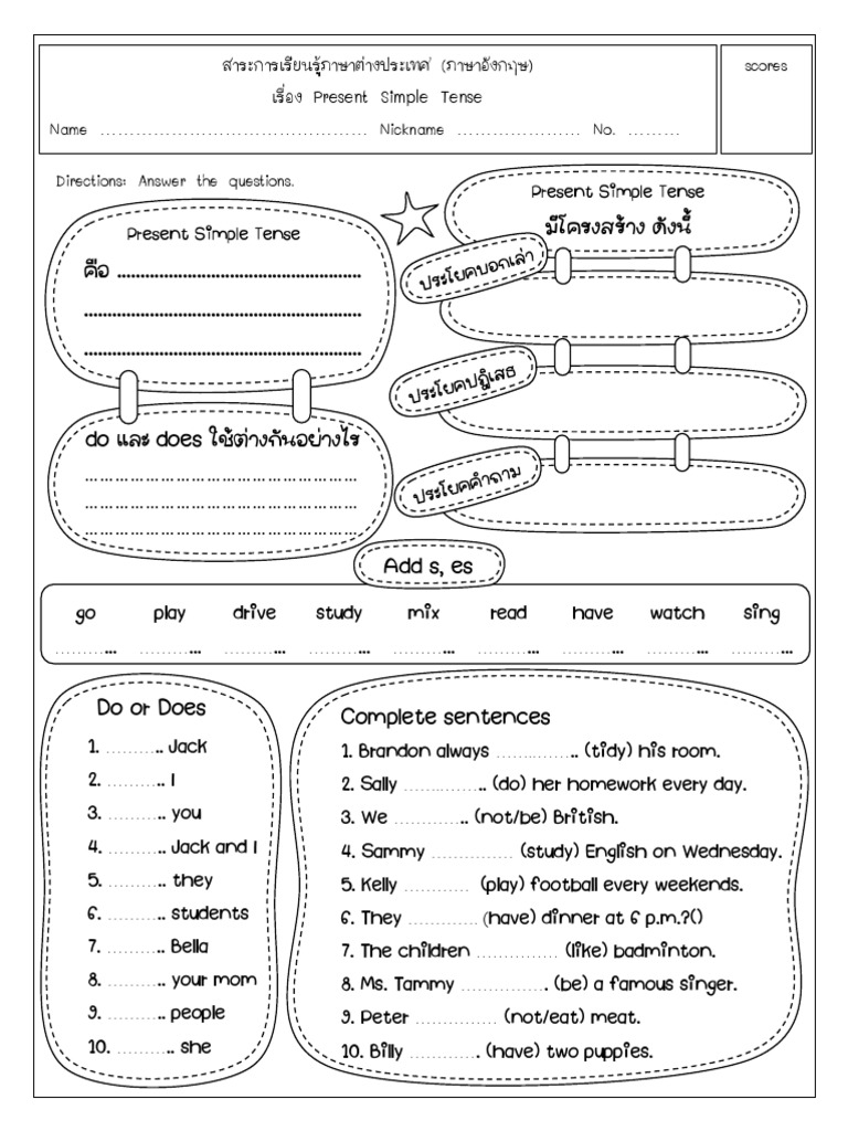 Present Simple Tense Worksheet | PDF