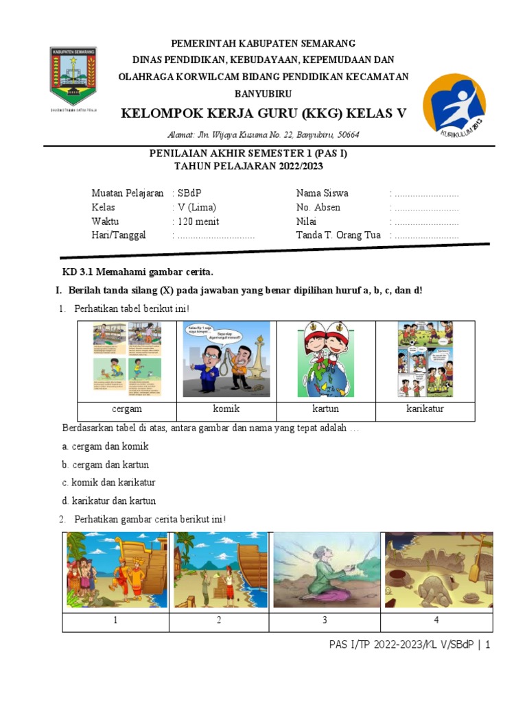 SOAL PAS 1 SBDP Kelas 5 TAHUN 2022-2023 | PDF
