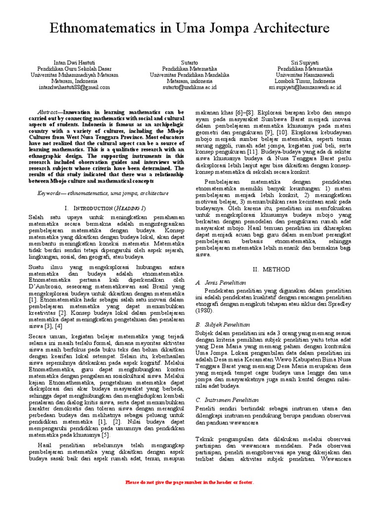 Etnomatematika dalam Arsitektur Uma Jompa | PDF | Sains & Matematika