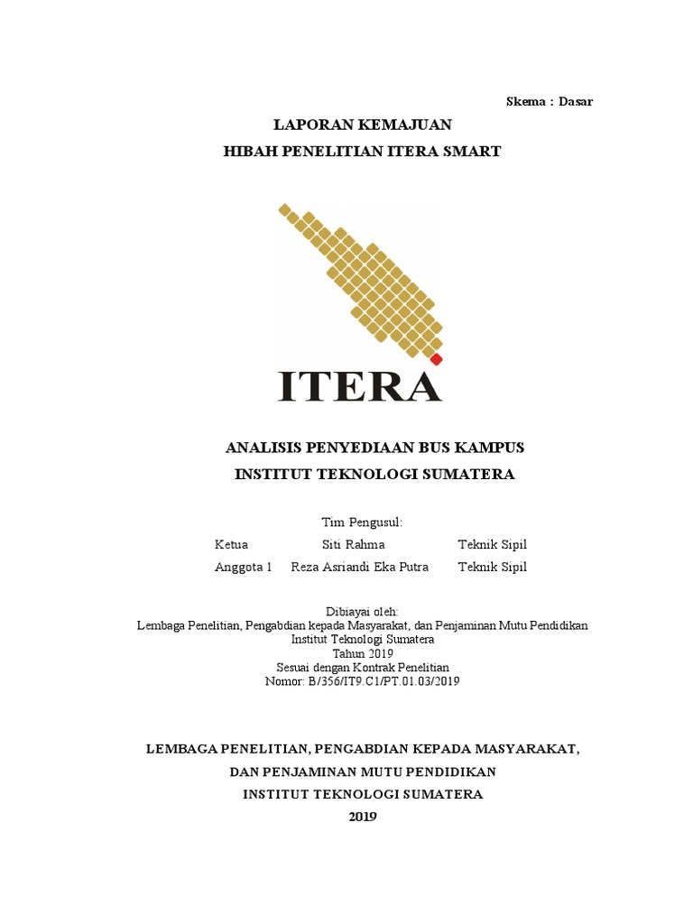 (Contoh) Penelitian Hibah ITERA - Skema Dasar | PDF