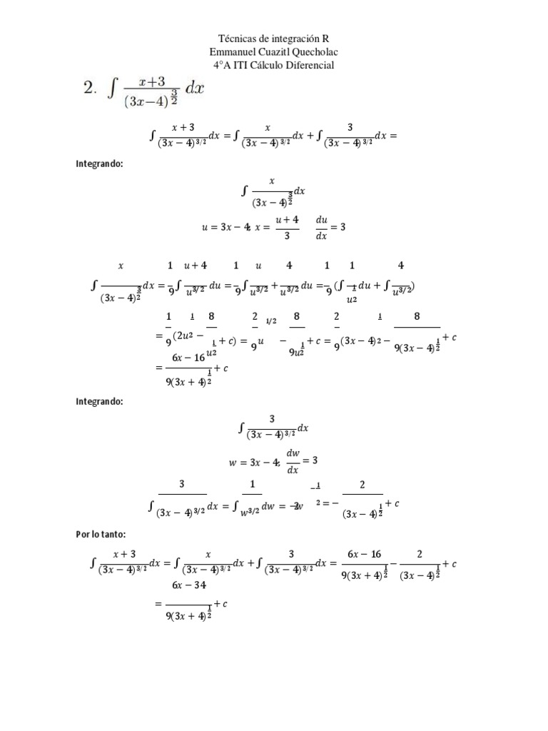 Tecnicas de Integración (Recuperacion) | PDF