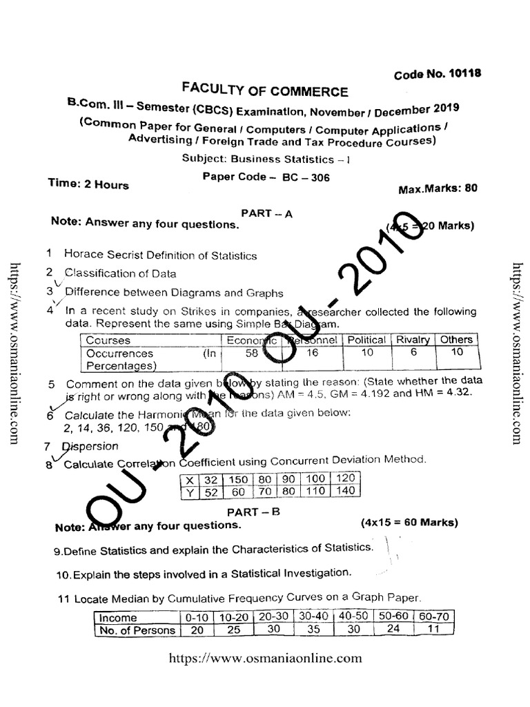 Bcom 3 Sem All Business Statistics 1 10118 Dec 2019 | PDF