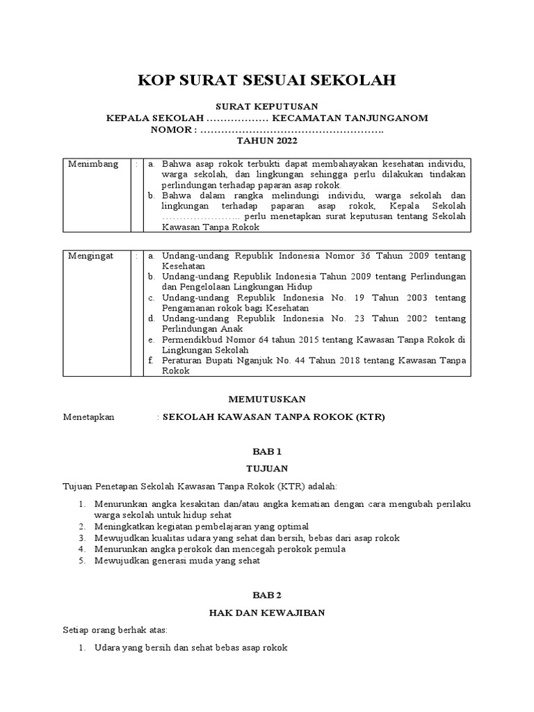 SK SEKOLAH Tanp Asap Rokok | PDF | Pengembangan Diri