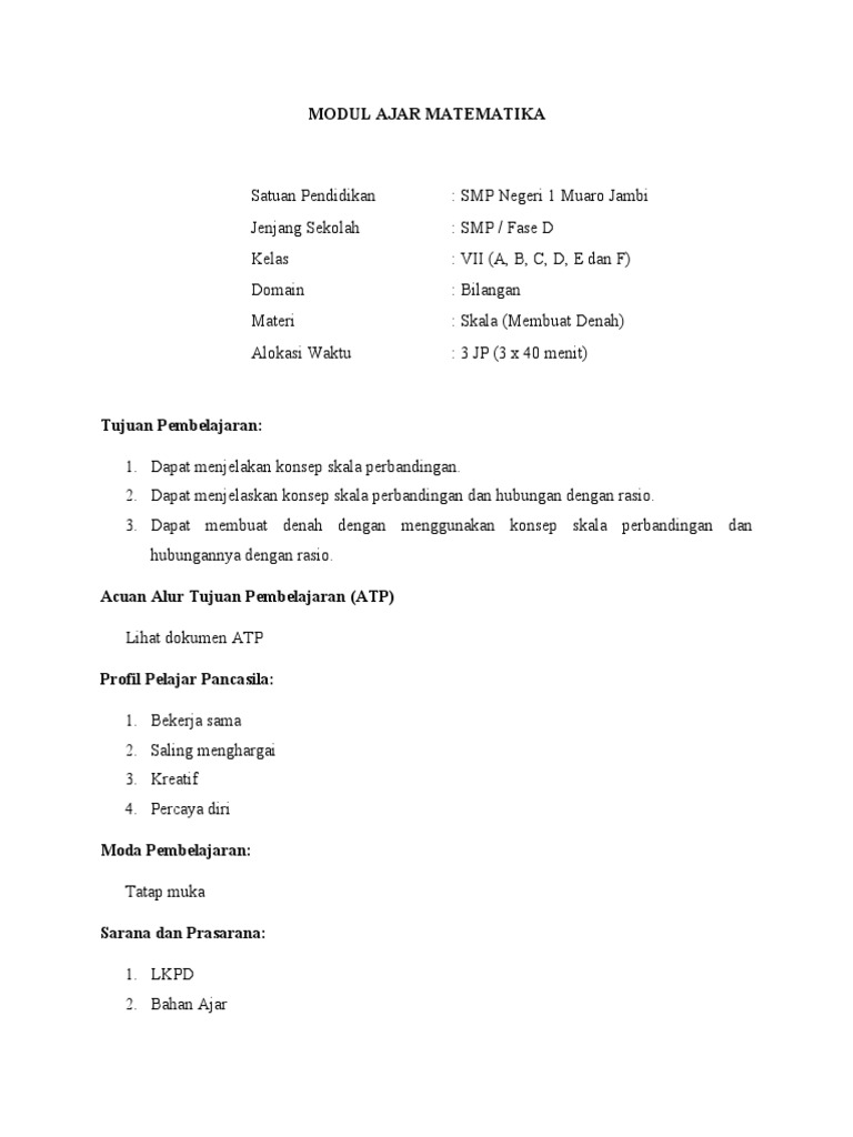 Modul Ajar Matematika Skala | PDF