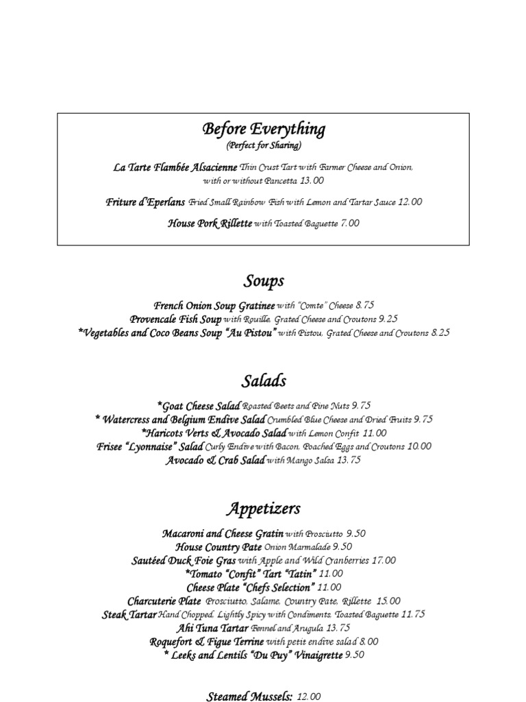 Mimosa Menu | PDF | Steak | Salad