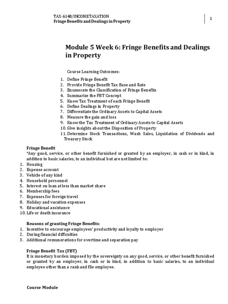 Fringe Benefits Tax Overview and Guidelines | PDF | Capital Gains Tax | Capital Gain