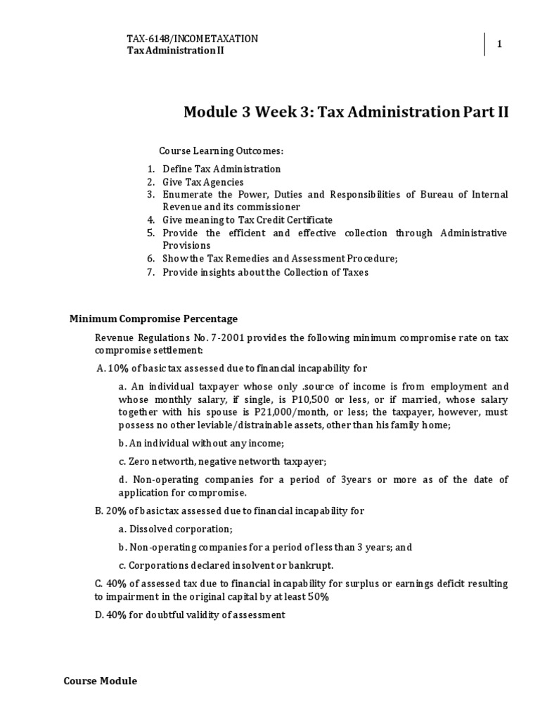 Tax Administration Overview and Procedures | PDF | Taxes | Taxpayer