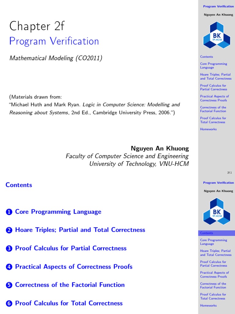 MM - Ch2f - Program Verification | PDF | Formal Verification | Computer ...