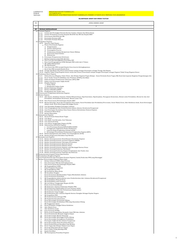 Kode Klasifikasi Surat | PDF