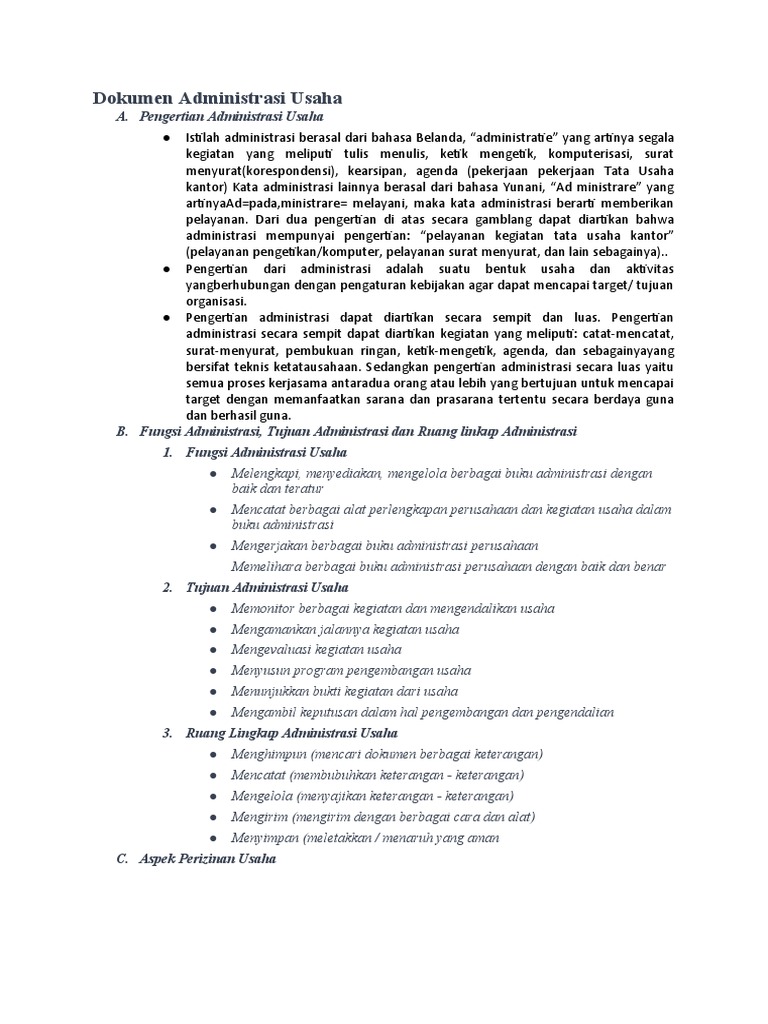 Contoh Dokumen Administrasi Usaha | PDF | Pengelolaan Keuangan & Uang