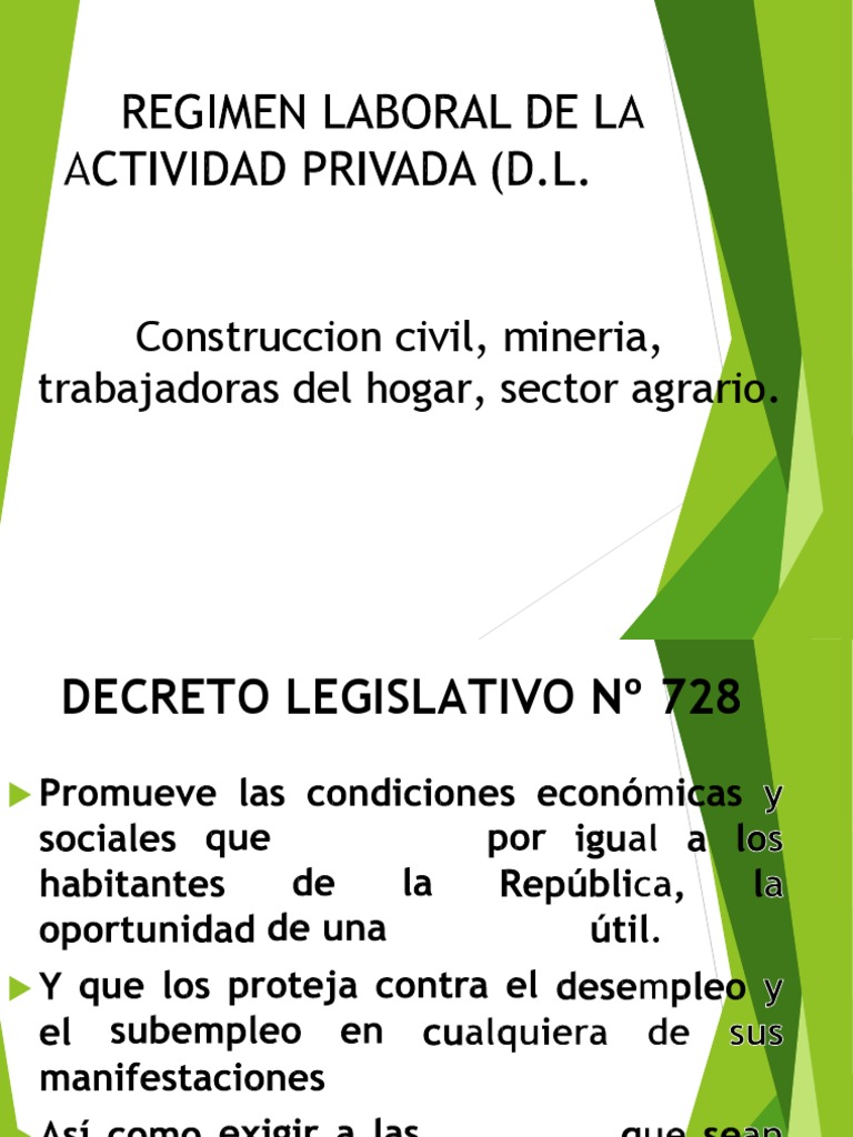 Regimen Laboral de La Actividad Privada D L 728 | PDF | Derecho laboral | Salario