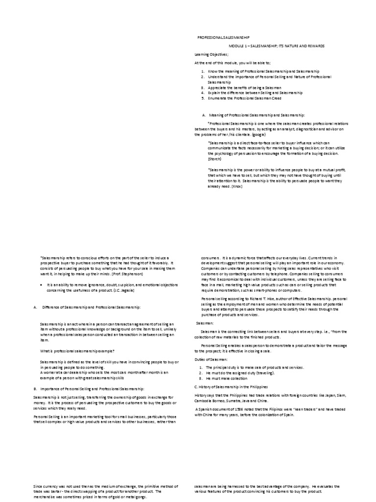 Professional Salesmanship | PDF | Sales | Economies