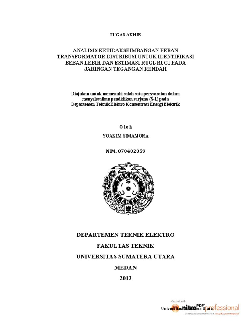 Analisis Ketidakseimbangan Beban Transformator Distribusi Untuk Identifikasi Beban Lebih Dan ...
