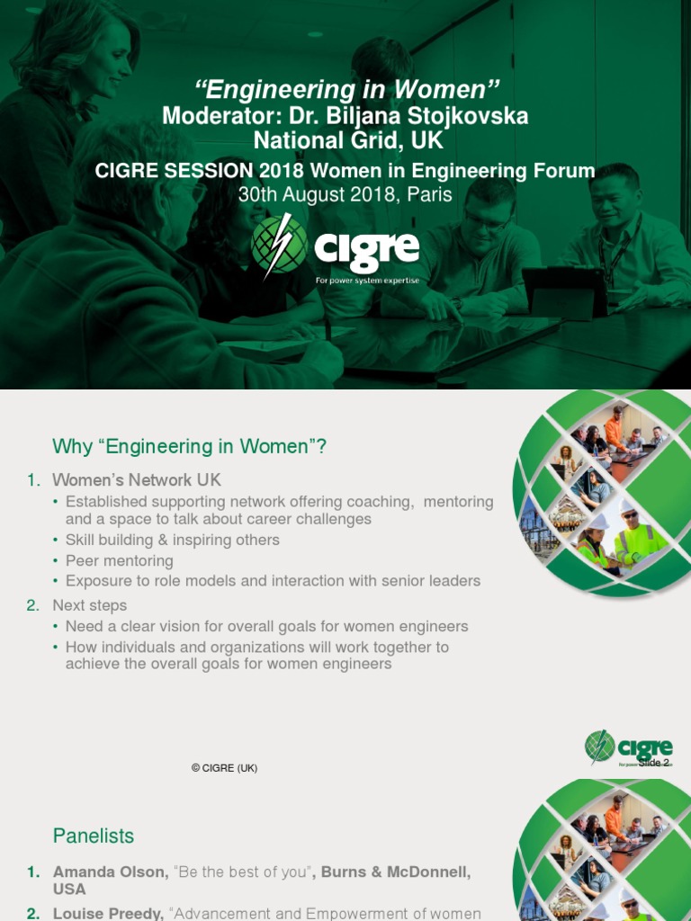 CIGRE Paris 2018 WNUK Seminar Engineering in Women | PDF | Mentorship | Diversity (Business)