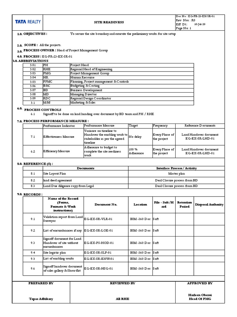 23 Site Readiness Process | PDF | Project Management | Computing