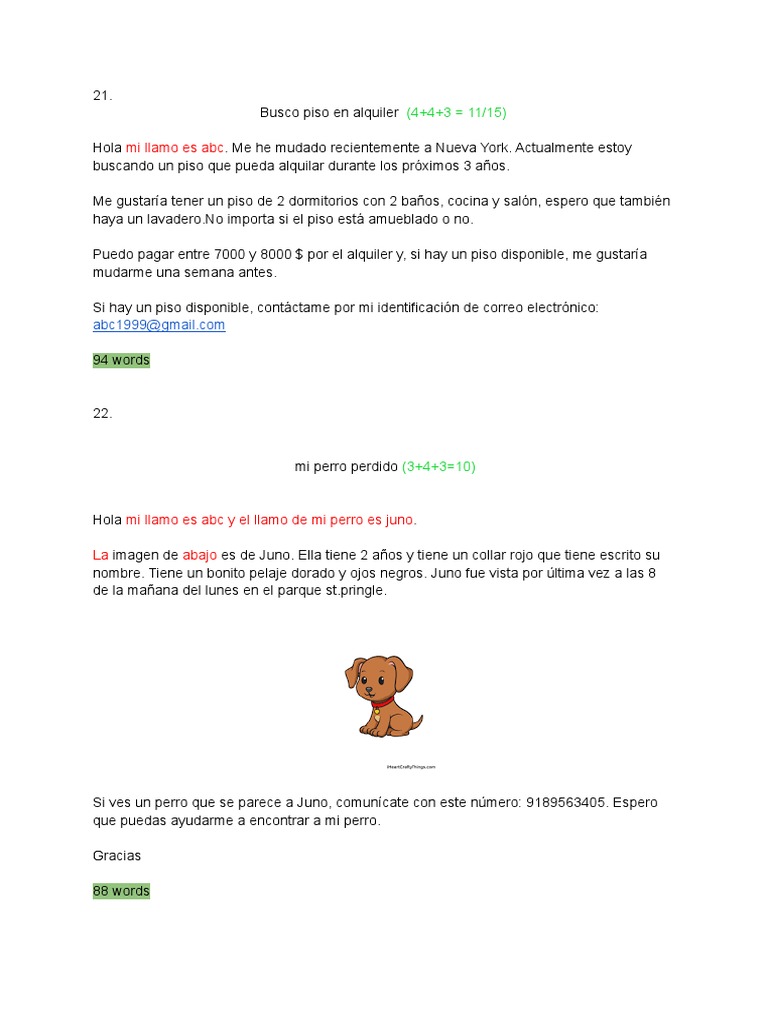 Spanish Writing practice | PDF