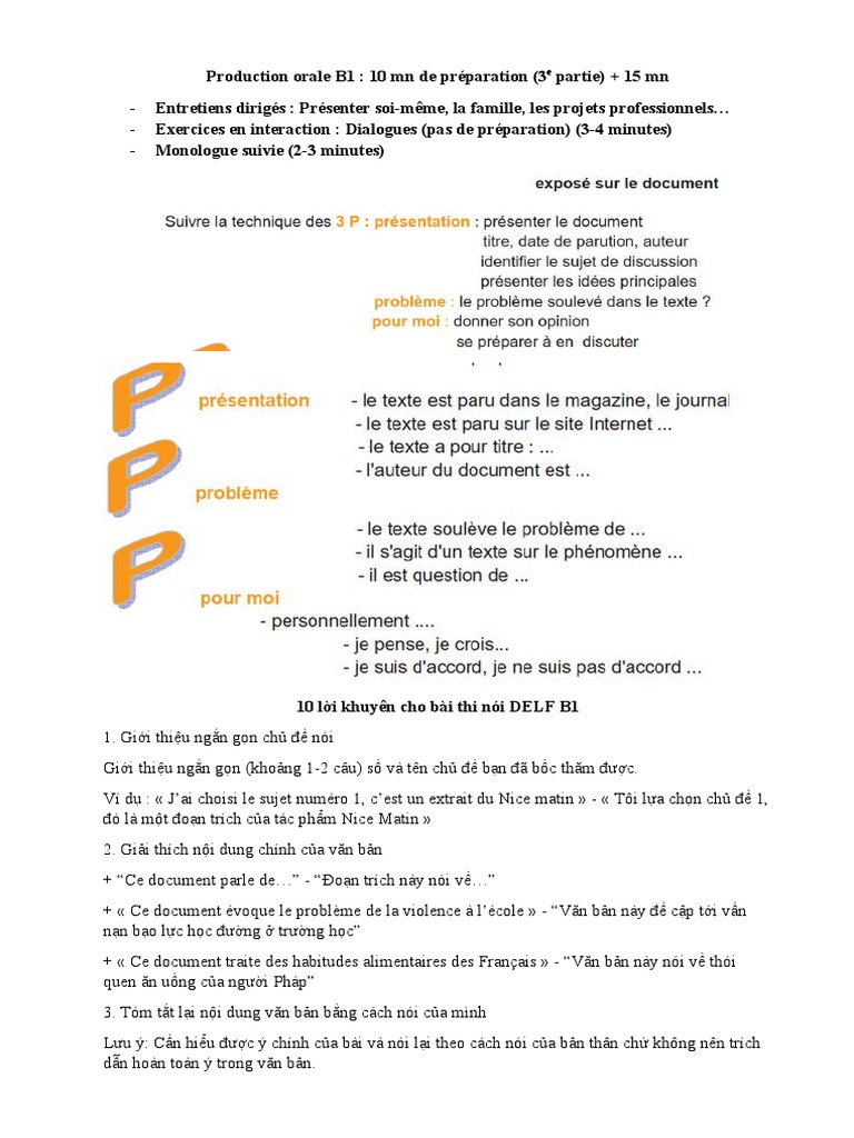 Production Orale B1 Methodologie | PDF
