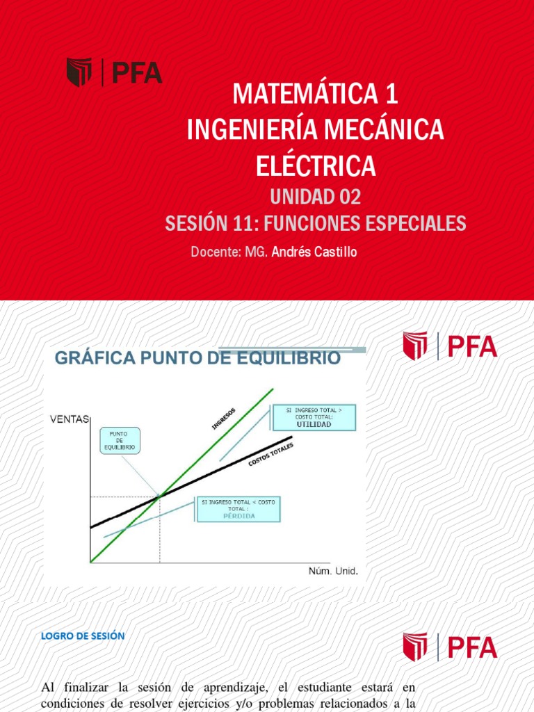 Sesión 11 Ppt Funciones Especiales Clases | PDF | Función (Matemáticas) | Matemática Elemental