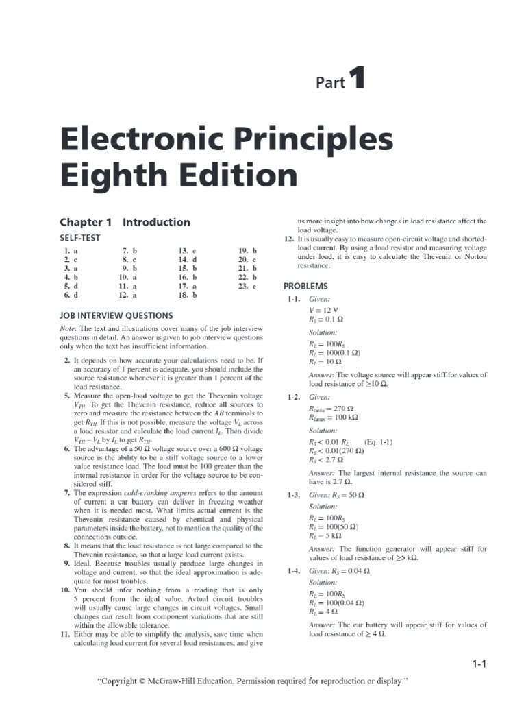 Electronic Principles (8th Ed) Solution | PDF