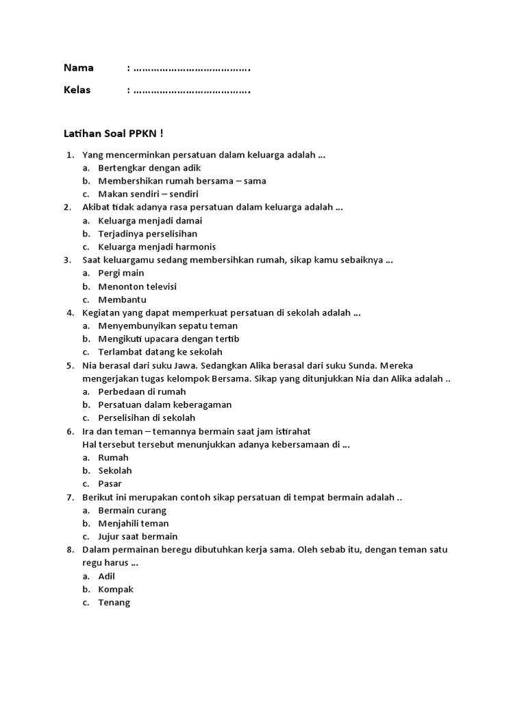 Latihan Soal Pas PPKN | PDF