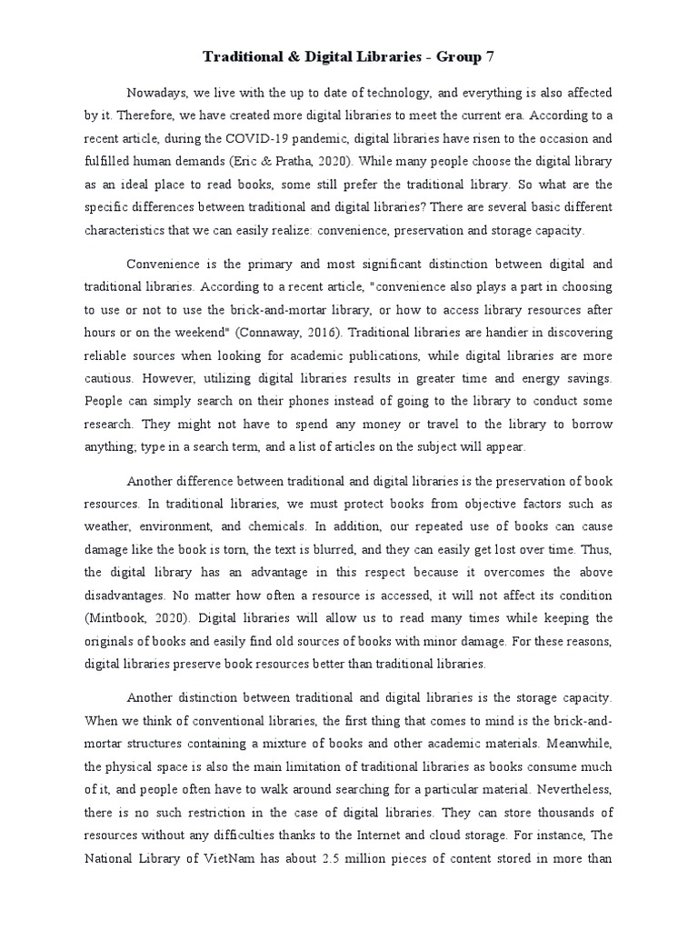 Differences Between Traditional & Digital Libraries | PDF | Libraries ...