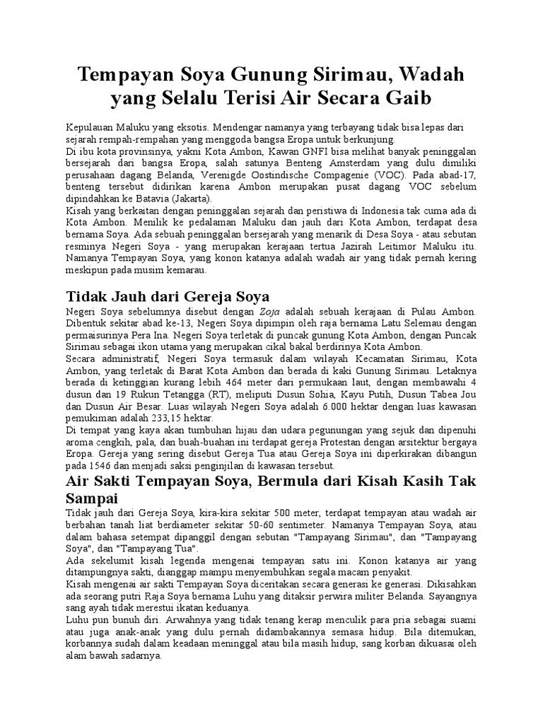 Tempayan Soya Gunung Sirimau | PDF